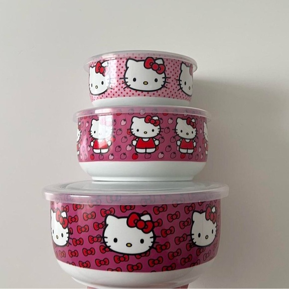 Hello Kitty | Kitchen | Hello Kitty Set Of 3 Ceramic Food Storage ...